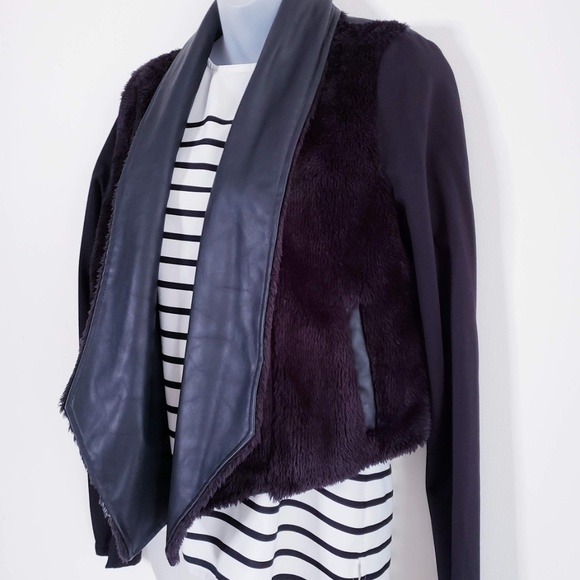 BB Dakota | Jackets & Coats | Nwt Bb Dakota Faux Fur Leather Drape Jacket Blazer | Poshmark